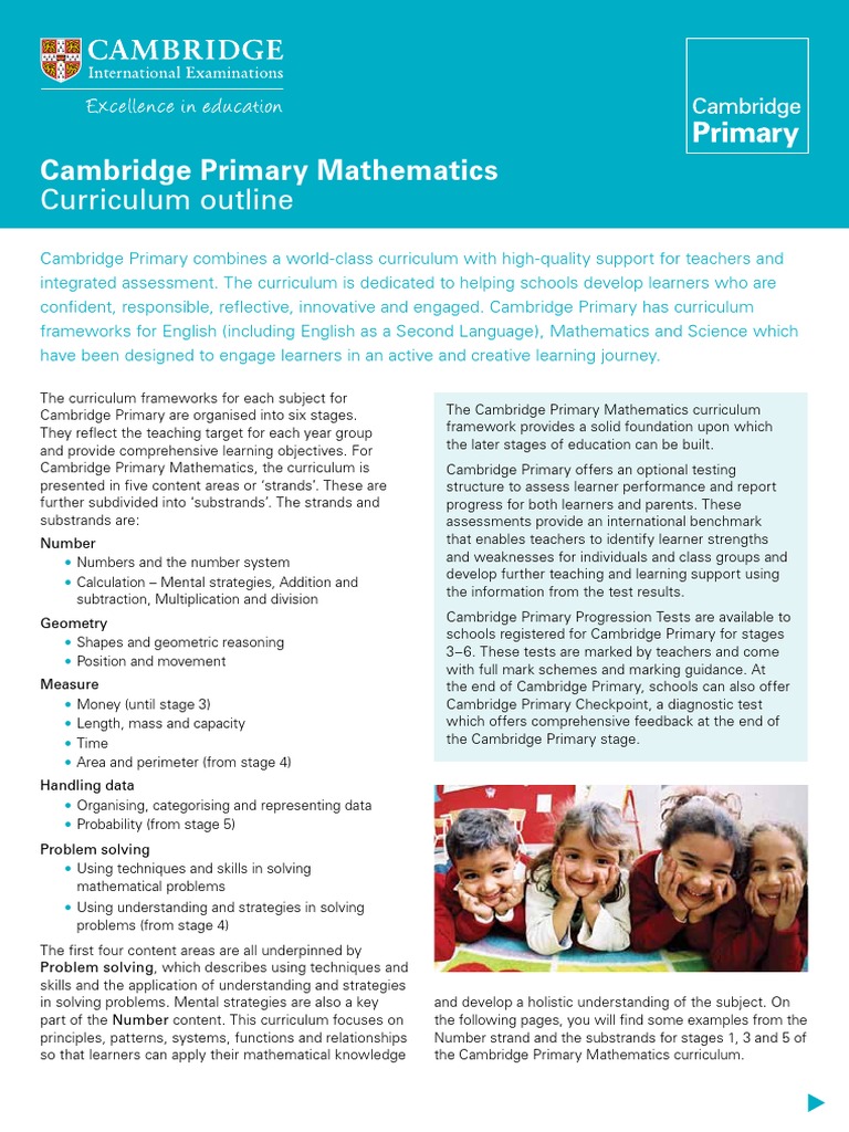 Cambridge Primary Maths Curriculum Outline Pdf Pdf Fraction