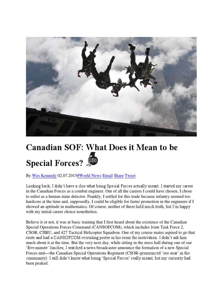 Canadian SOF: What Does It Mean To Be Special Forces?: Wes Kennedy # ...
