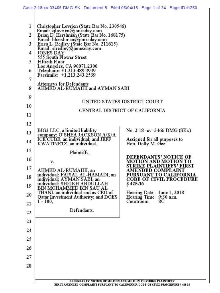 8 - Motion To Strike (Anti-SLAPP) | PDF | Defamation | Complaint