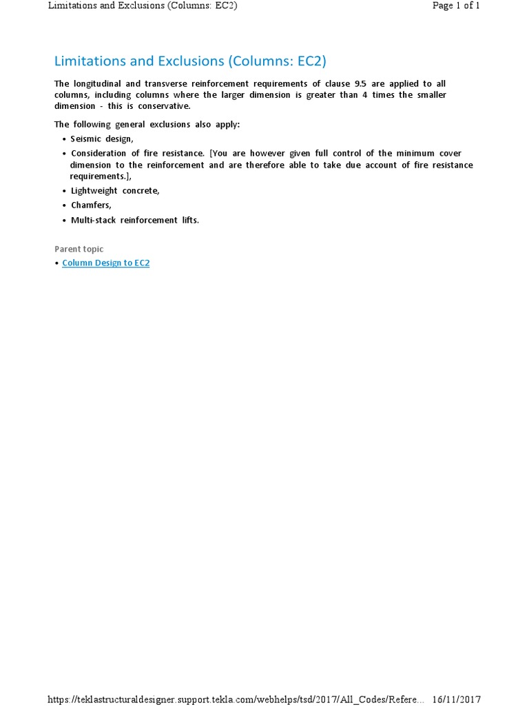 Column Design Exclusions Guide | PDF