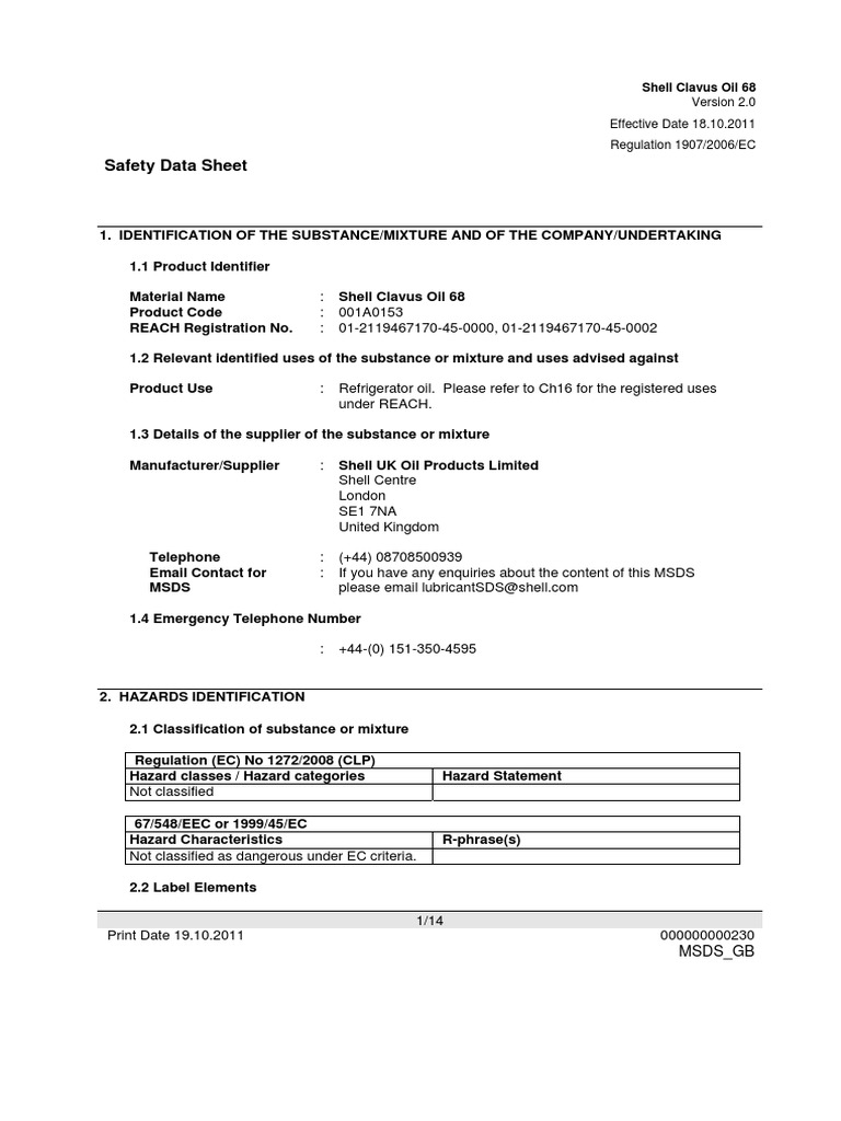 Shell - Clavus R | PDF | Toxicity | Dangerous Goods