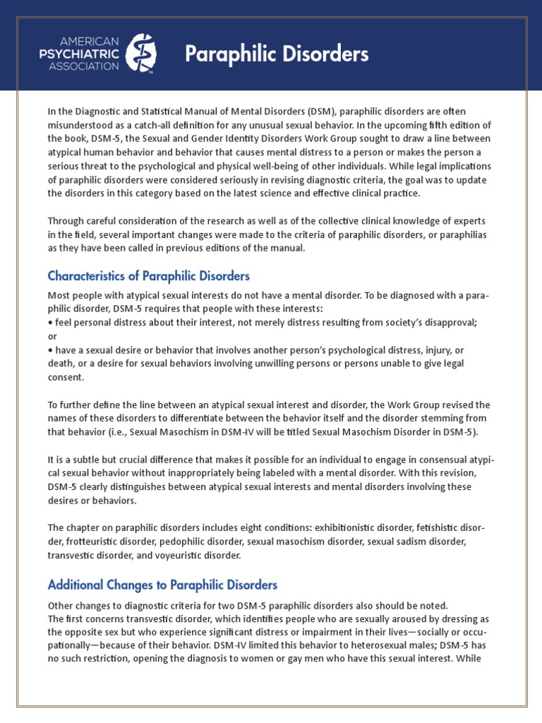 APA DSM 5 Paraphilic Disorders | PDF | Dsm 5 | Pedophilia
