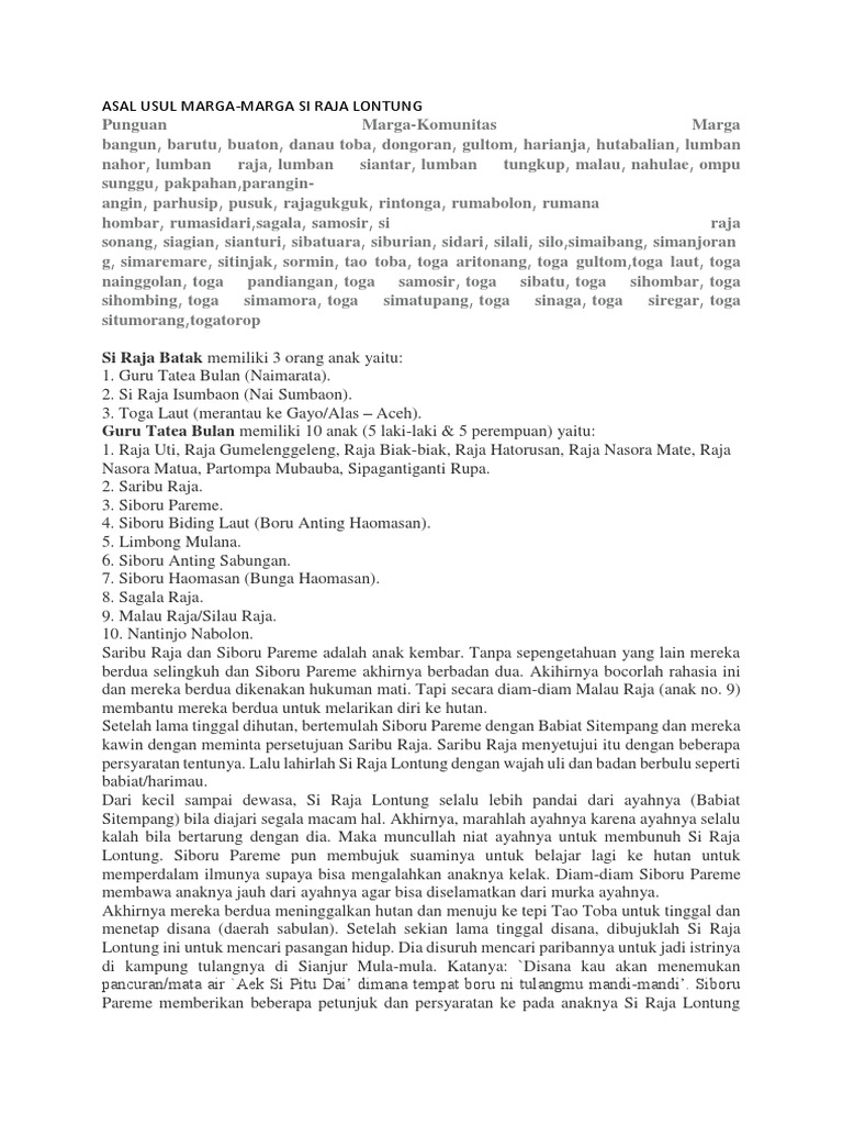 Asal Usul Marga | PDF