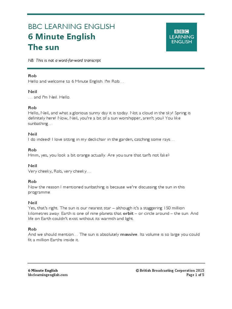 6 Min English The Sun | PDF | Sun | Astronomy