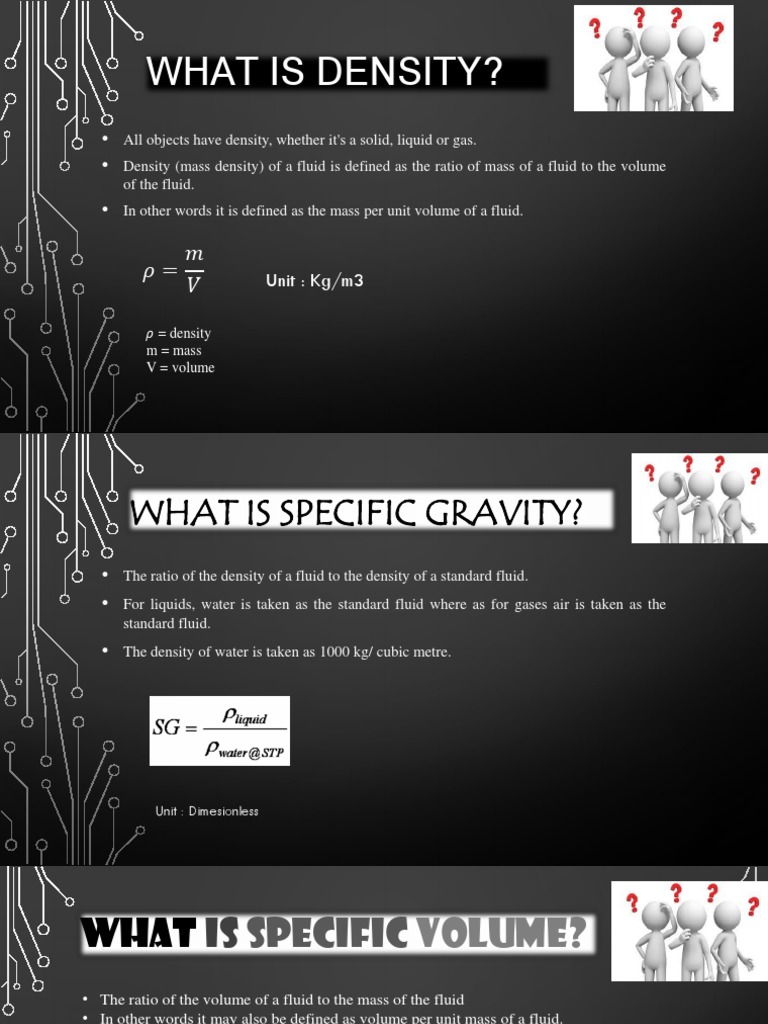 What Is Density? Specific Gravity? Specific Volume? Specific Weight? | PDF