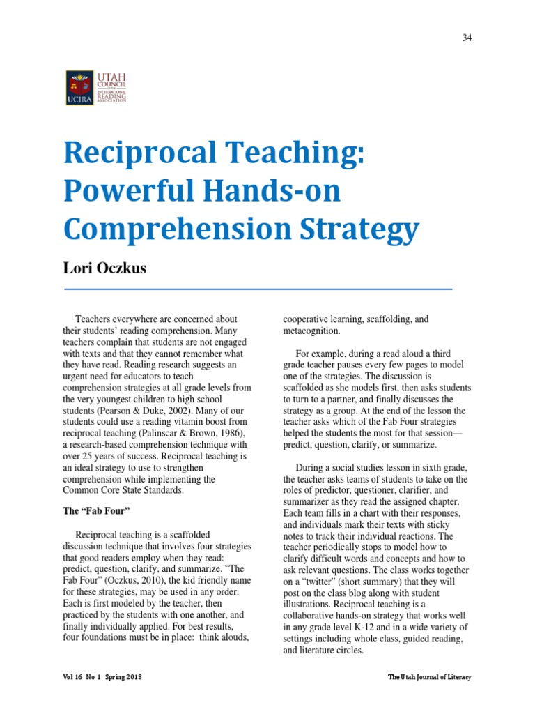 07 Reciprocal Teaching Powerful Hands On Comprehension Strategy PDF ...