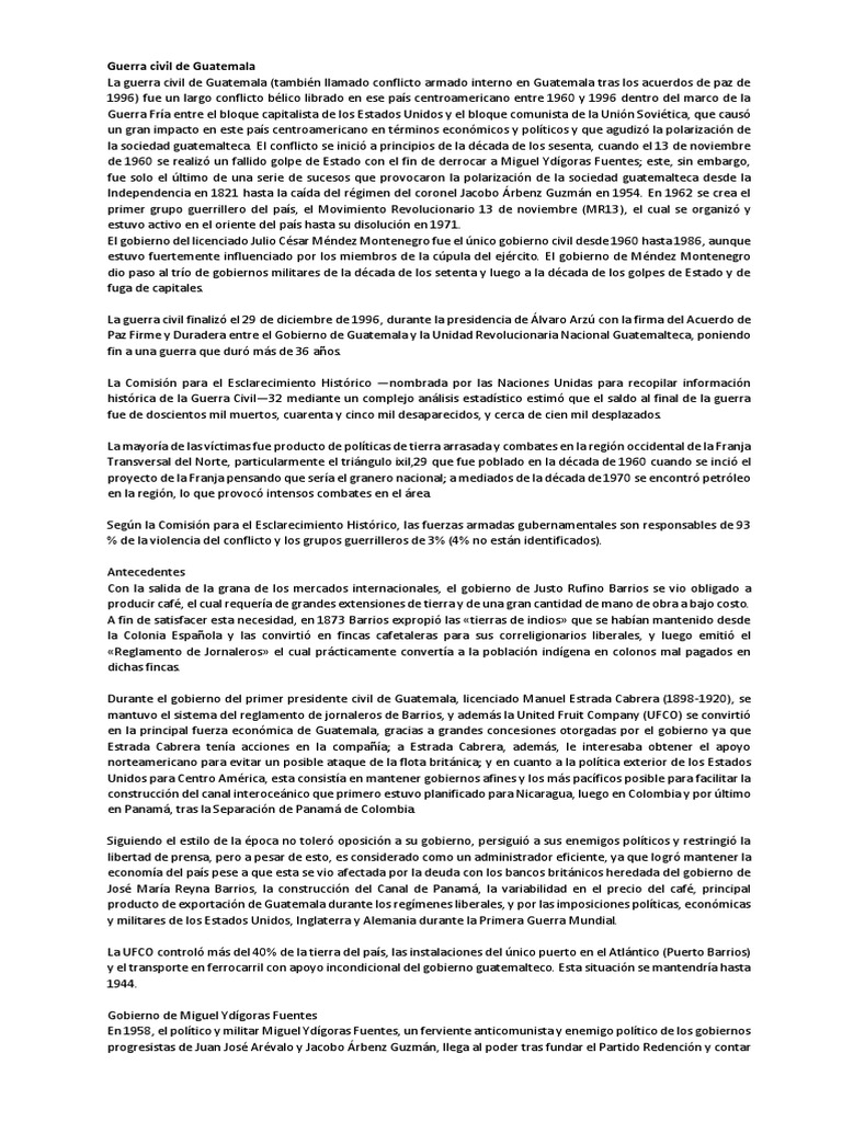 Guerra Civil de Guatemala | PDF | Guatemala | Agitación