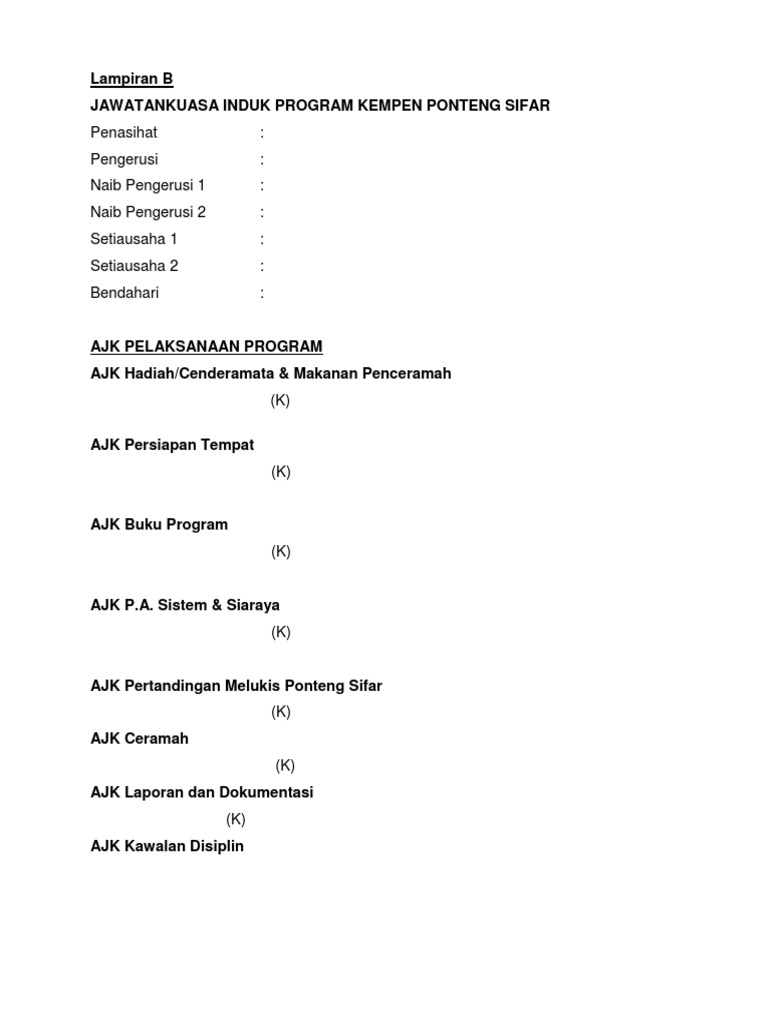 Lampiran B Jadual Tentatif Program | PDF Lampiran B Jadual Tentatif Program | PDF