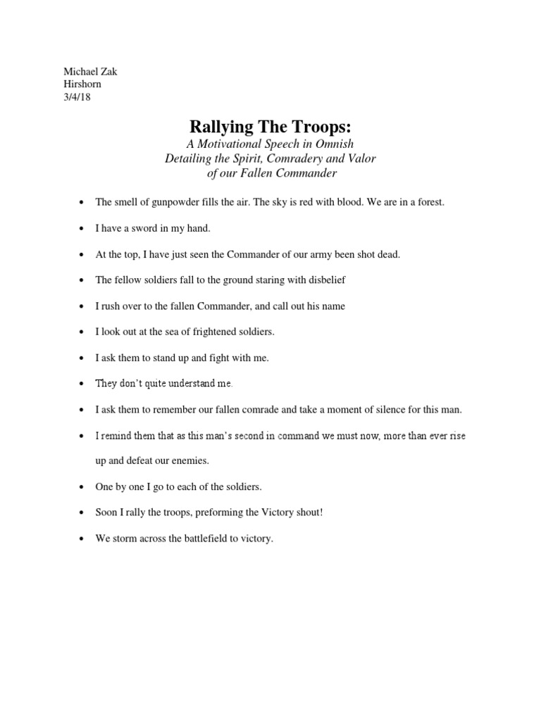 Rallying the Troops: A Motivational Speech | PDF | Poetry