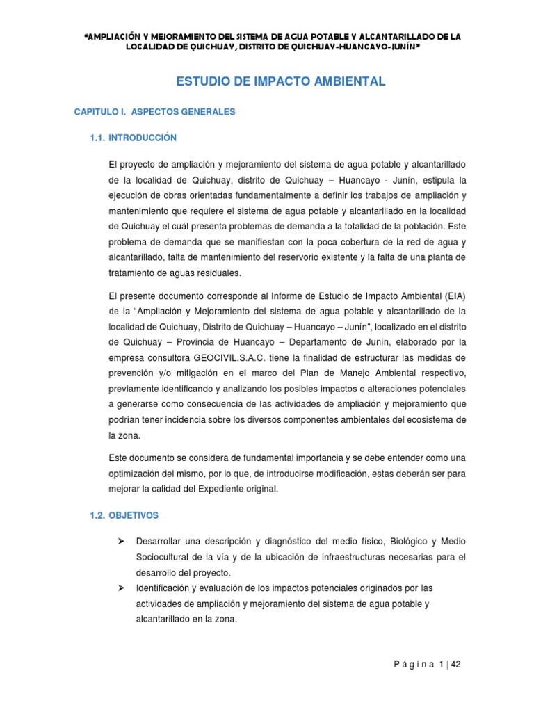 Estudio de Impacto Ambiental | PDF | Evaluación de impacto ambiental ...