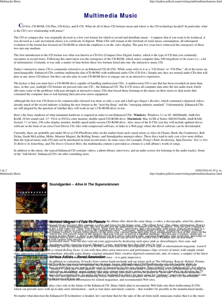 Multimedia Music | PDF | Compact Disc | Cd Rom