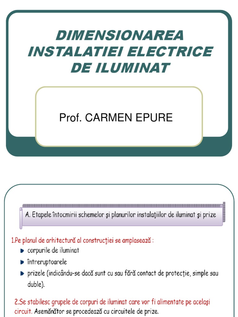 Dimensionarea Instalatiei Electrice de Iluminat | PDF