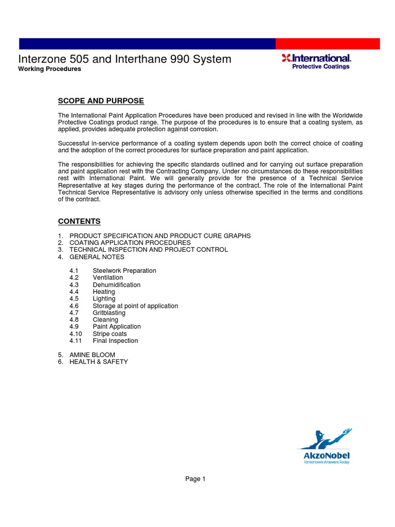 Application Procedure For Interzone 505 and Interthane 990 System | PDF ...