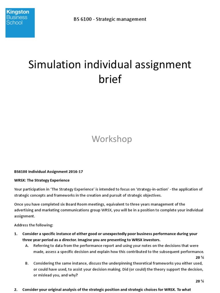 WRSX MBA Simulation Individual Assignment | PDF | Strategic Management ...