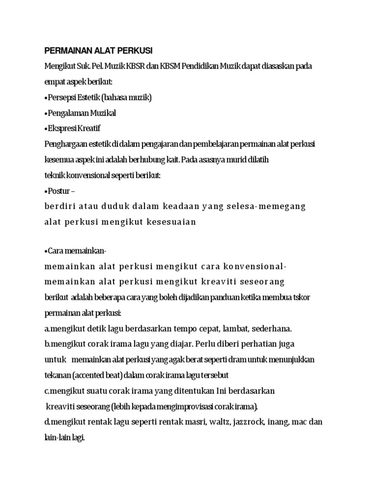 Permainan Alat Perkusi | PDF