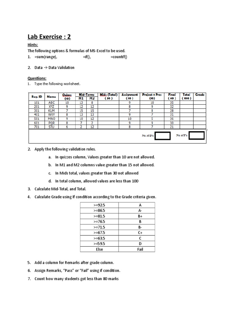 Lab Exercise: 2: Hints | PDF | Teaching Mathematics
