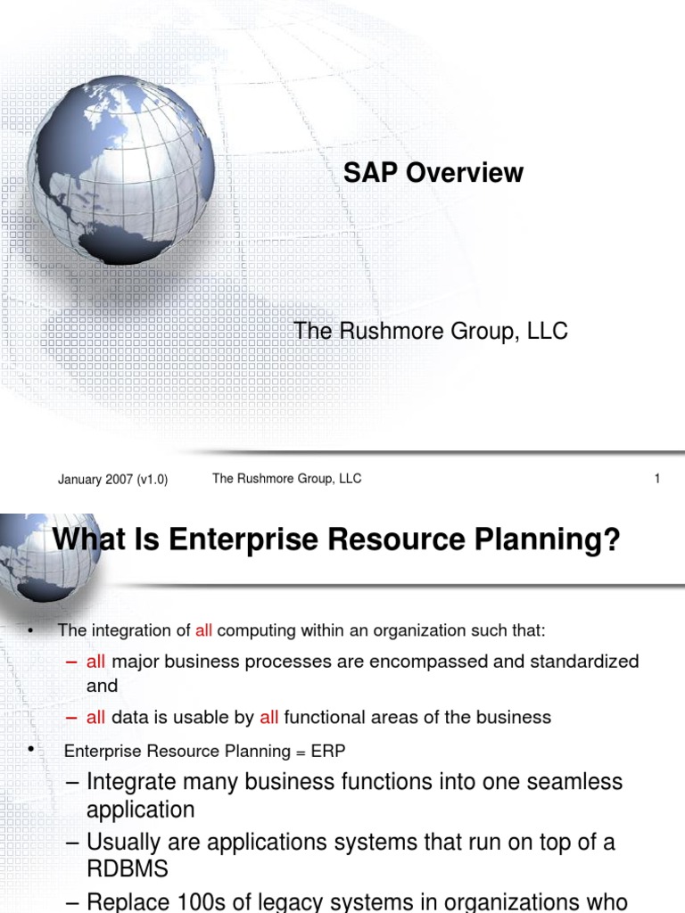 SAP Overview: The Rushmore Group, LLC | PDF | Sap Se | Enterprise ...