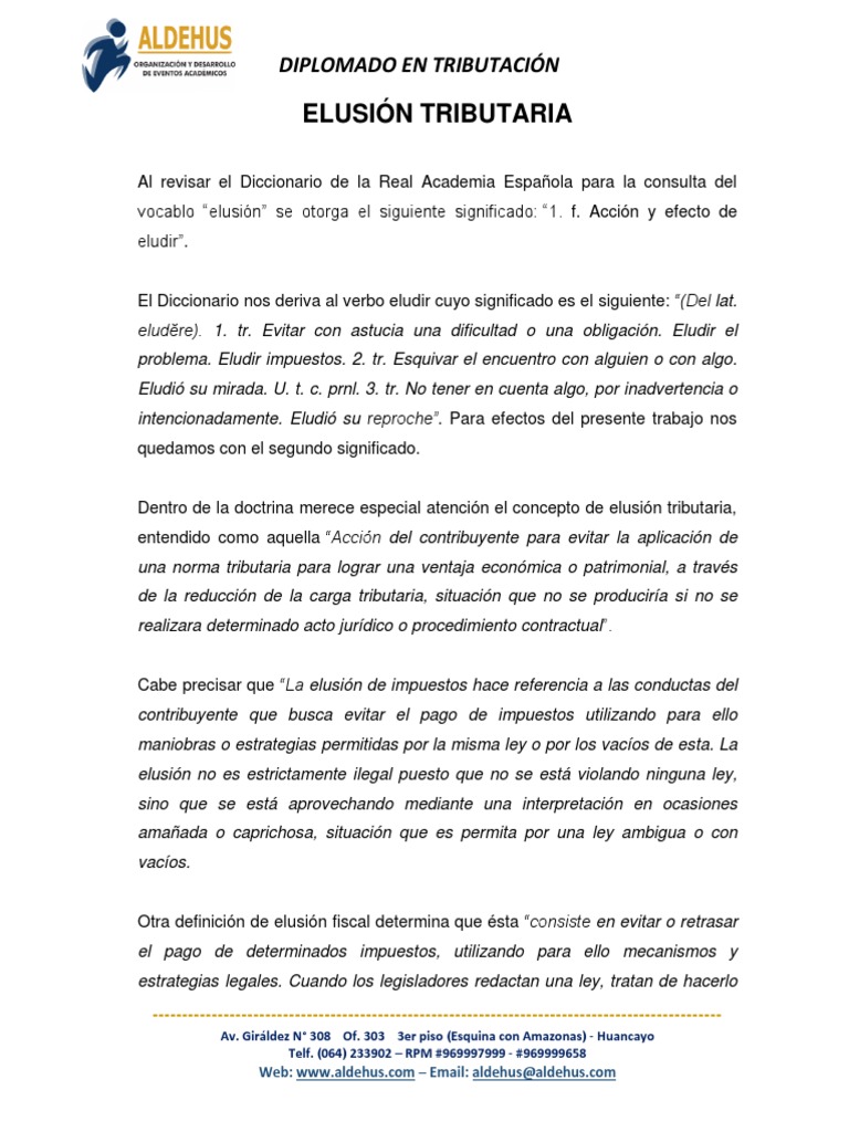Elusión y Evasión Tributaria | PDF | Evasión de impuestos | Impuestos