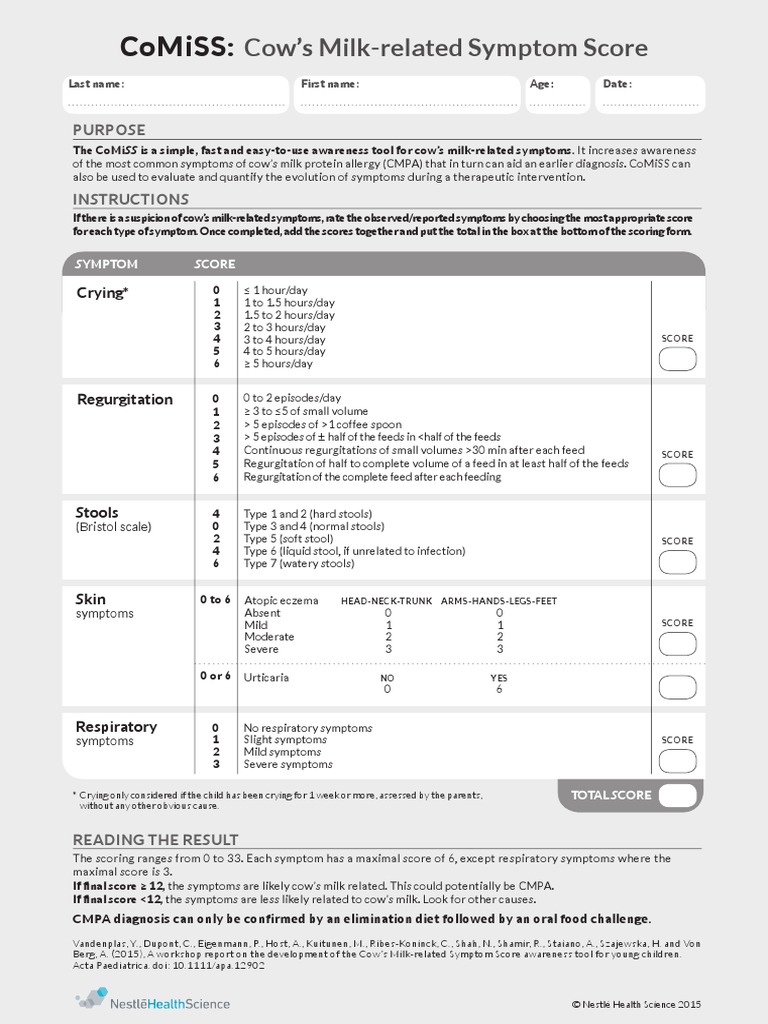 Comiss Scoring Form | Rtt | Medical Specialties