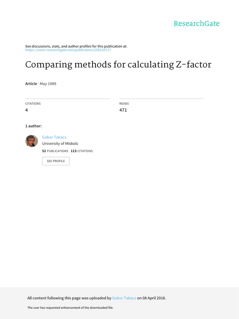 Comparing Methods For Calculating Z Factor | PDF | Numerical Analysis ...