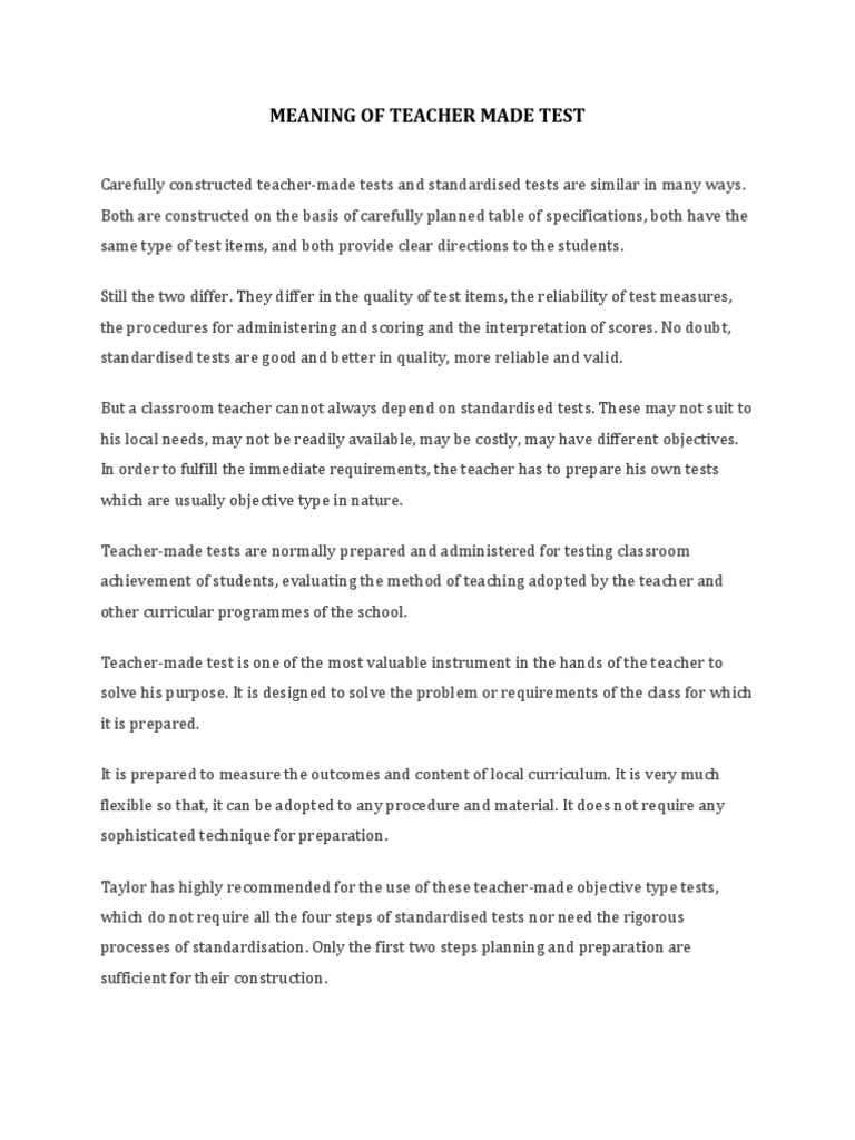 Understanding Teacher-Made Tests | PDF | Standardized Tests | Test ...