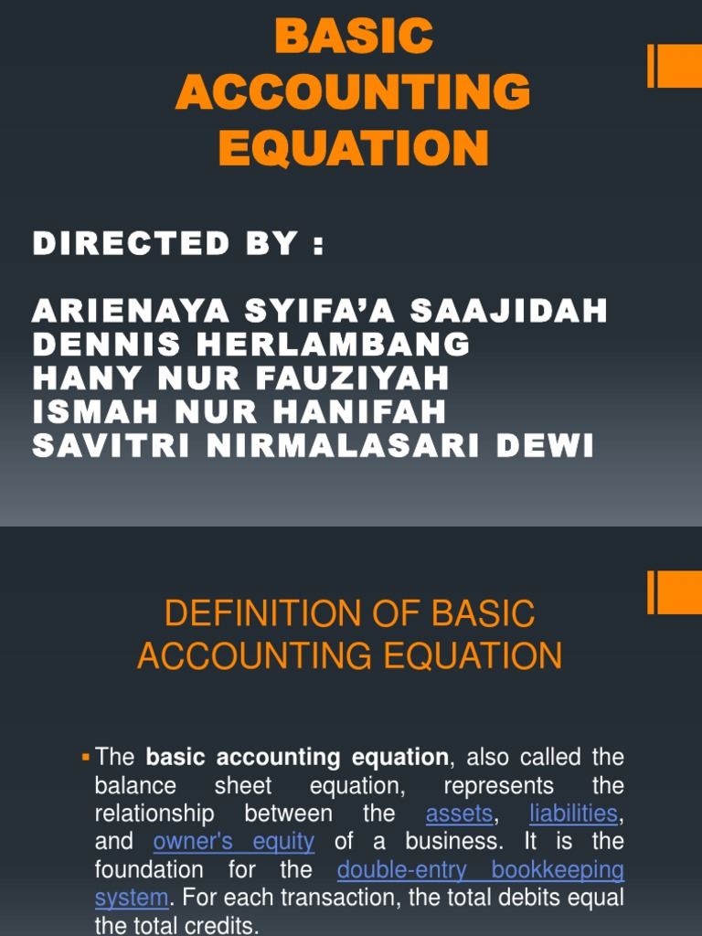 Basic Accounting Equation | PDF | Debits And Credits | Liability ...