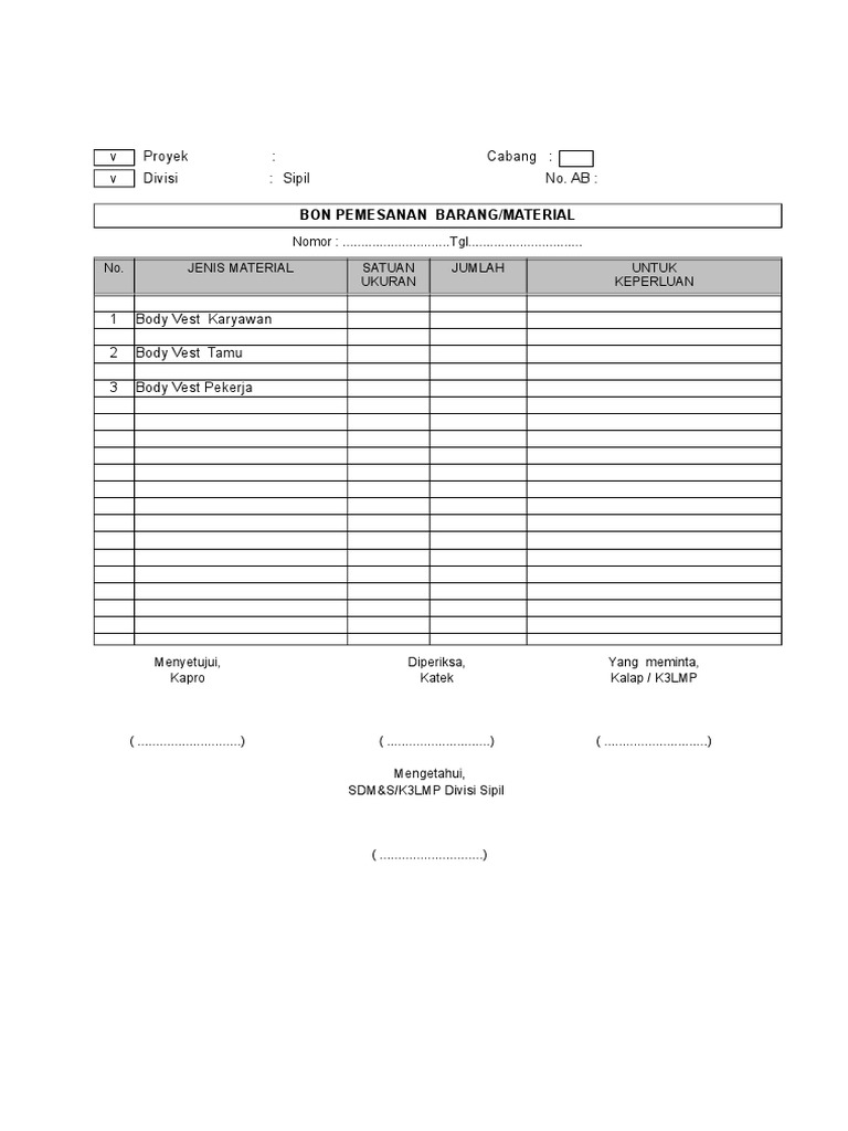 Form Pemesanan | PDF