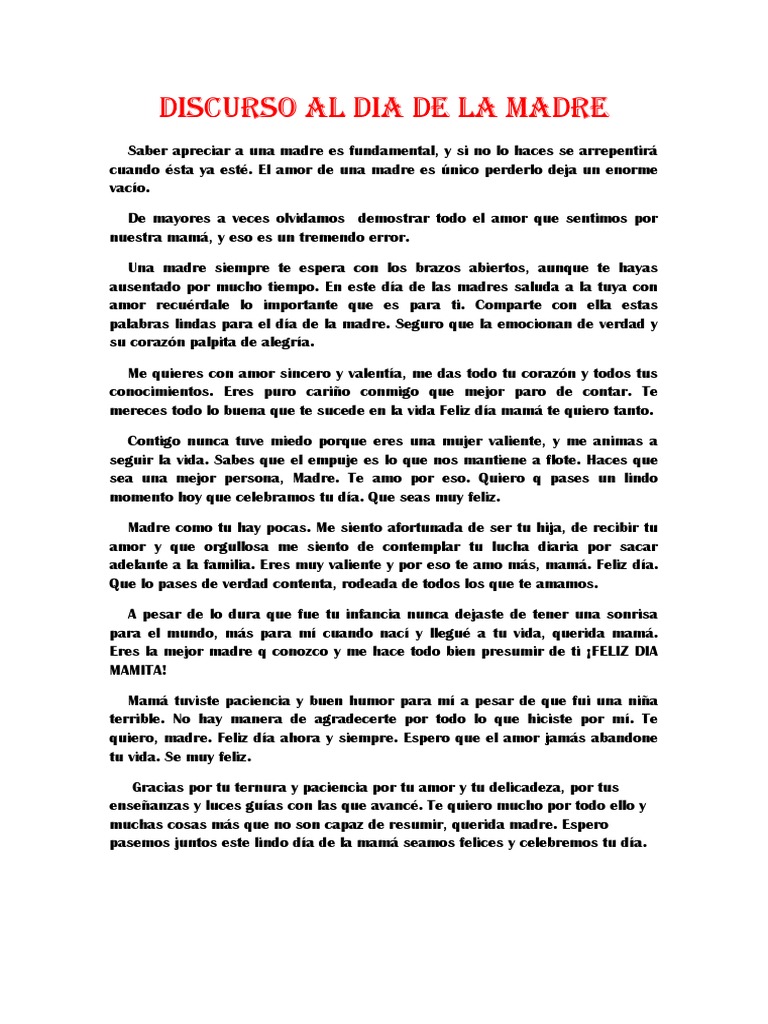 Discurso A Mi Mama Pdf
