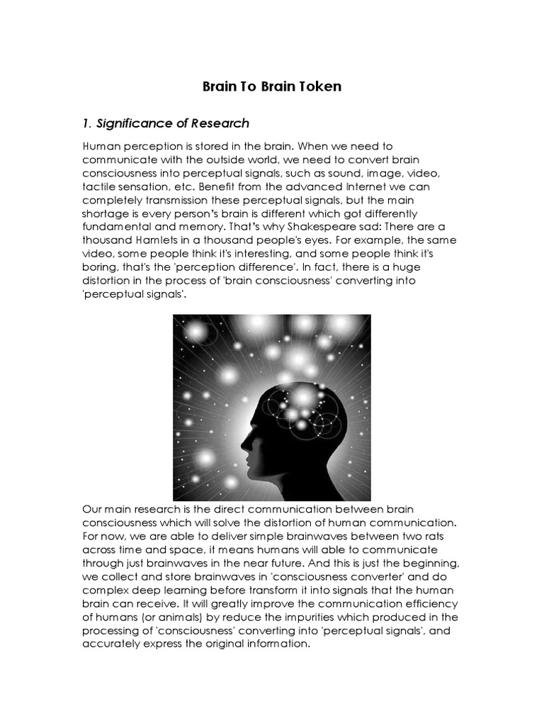 Brain To Brain Token: 1. Significance of Research | PDF | Perception ...