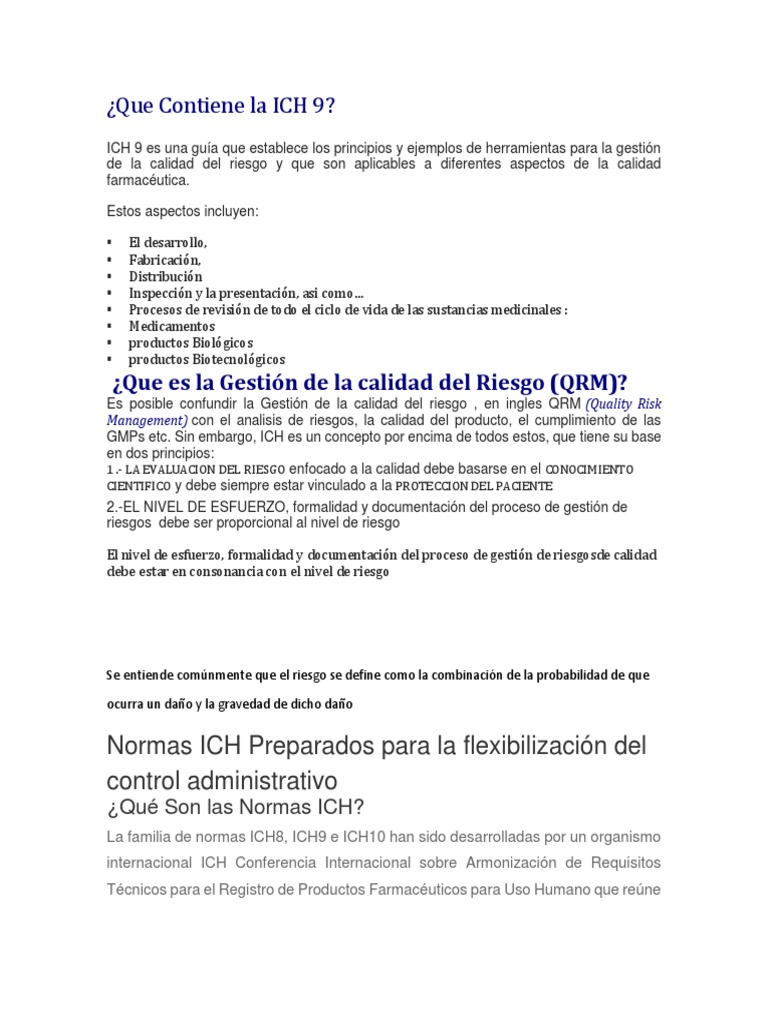 ICH 9: Gestión de Calidad del Riesgo | PDF | Farmacia | Farmacéutico