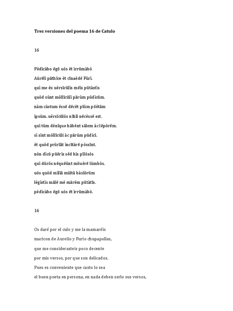 Tres Versiones Del Poema 16 de Catulo | PDF
