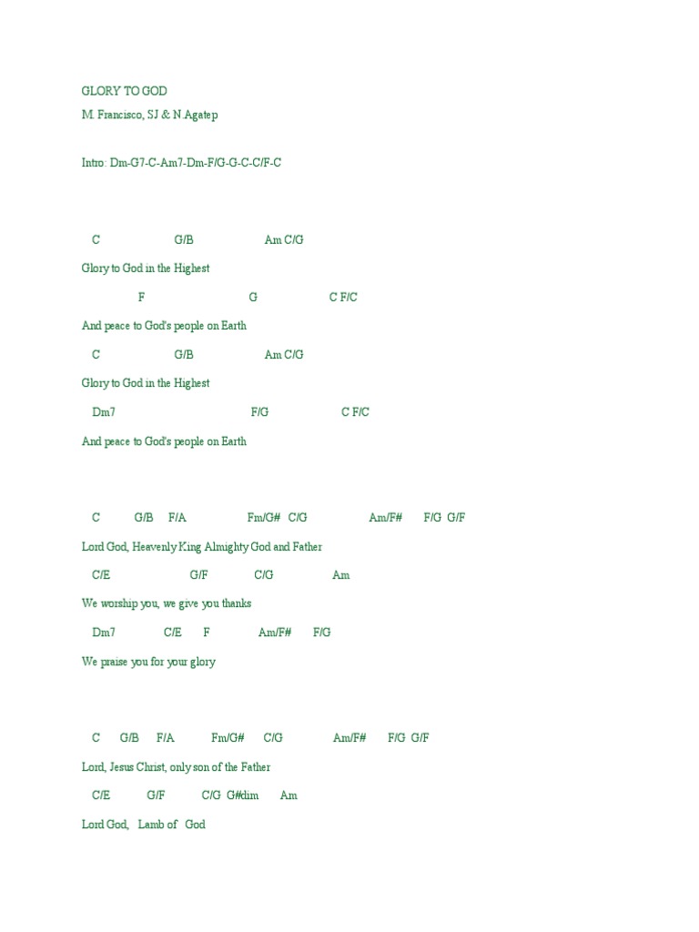 Glory To God In The Highest Guitar Chords