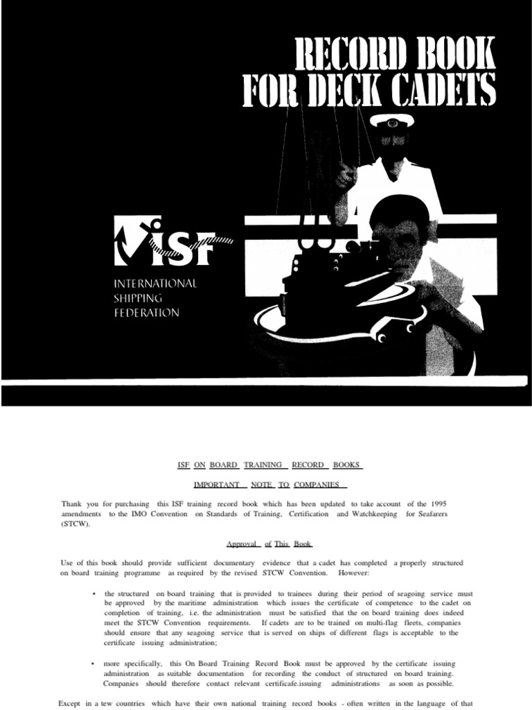 On Board Training Record Book For Deck Cadets | PDF | Water Transport ...
