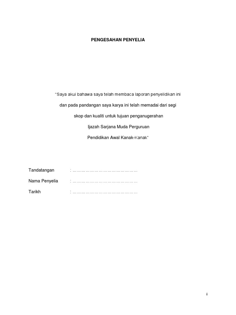 Pengesahan Penyelia | PDF