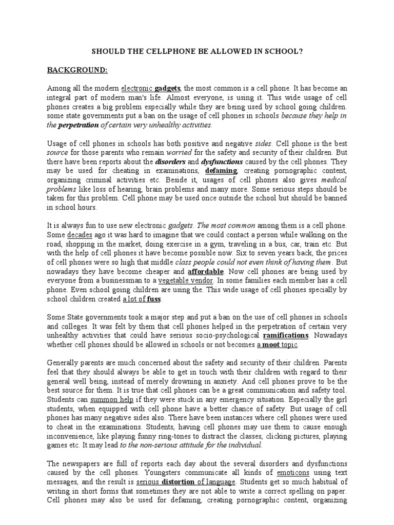 Cellphone Use in Schools: Pros and Cons | PDF | Mobile Phones | Bullying