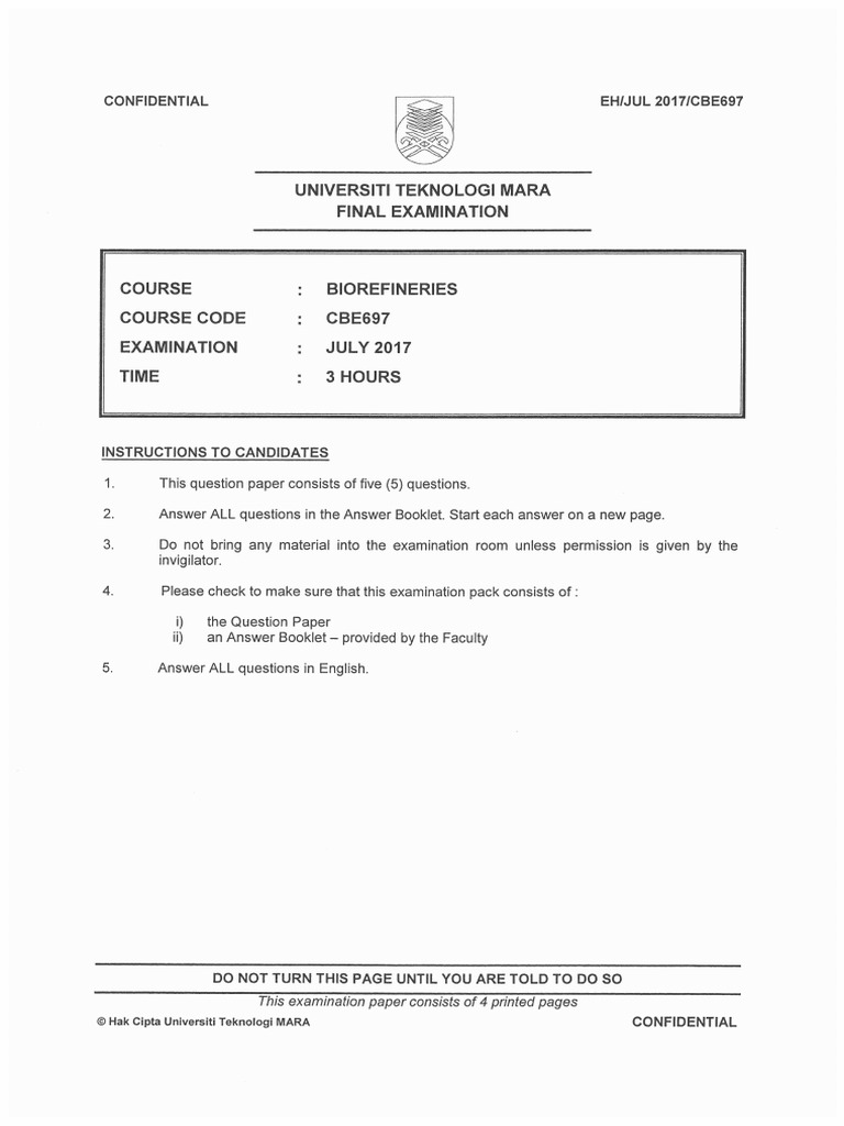 Past Year Cbe 697 | PDF