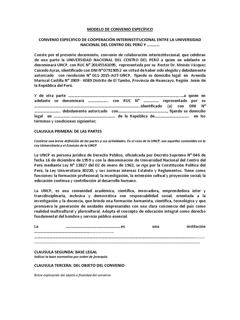 Modelo de Convenio Específico | PDF | Universidad | Gobierno