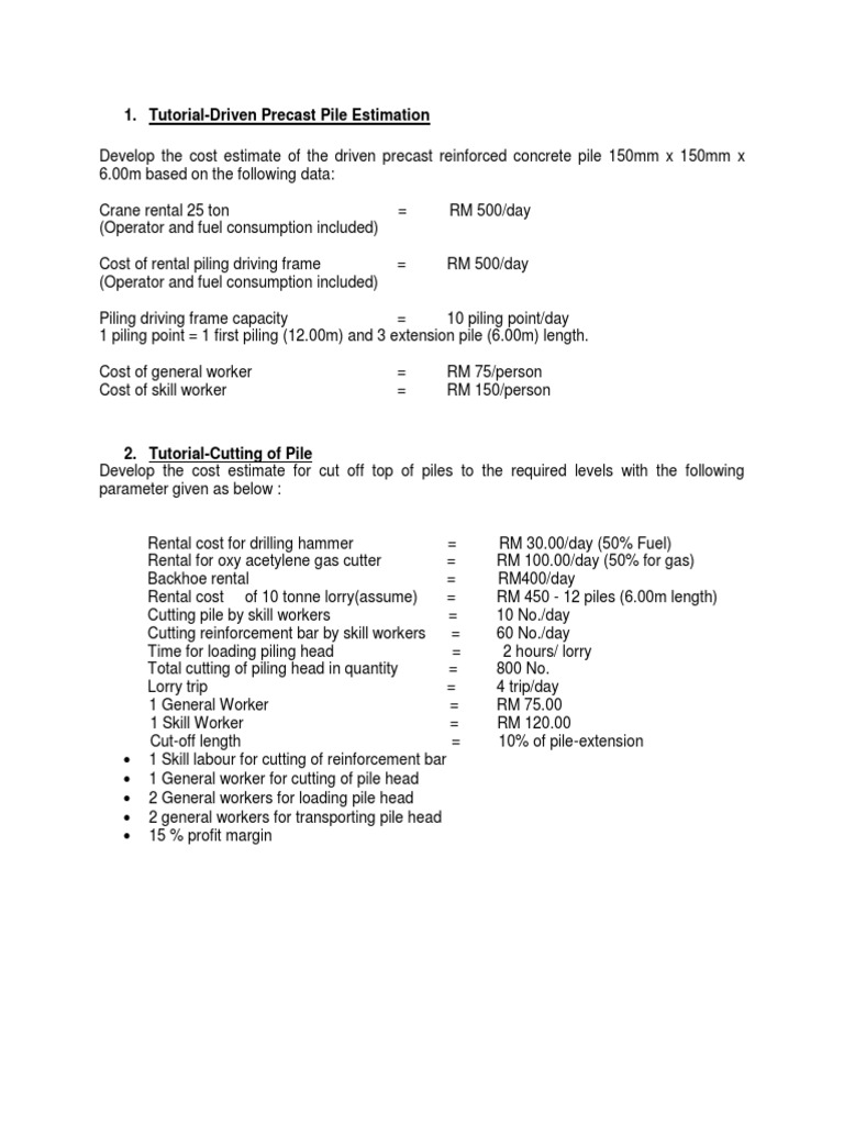 Driven Precast Pile Estimation-Example N Tutorial | PDF | Deep ...