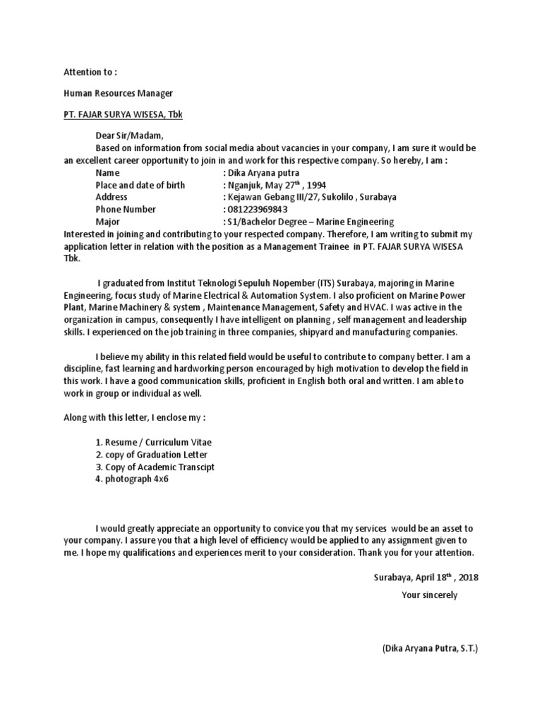 Application Letter | PDF | Behavior Modification | Change