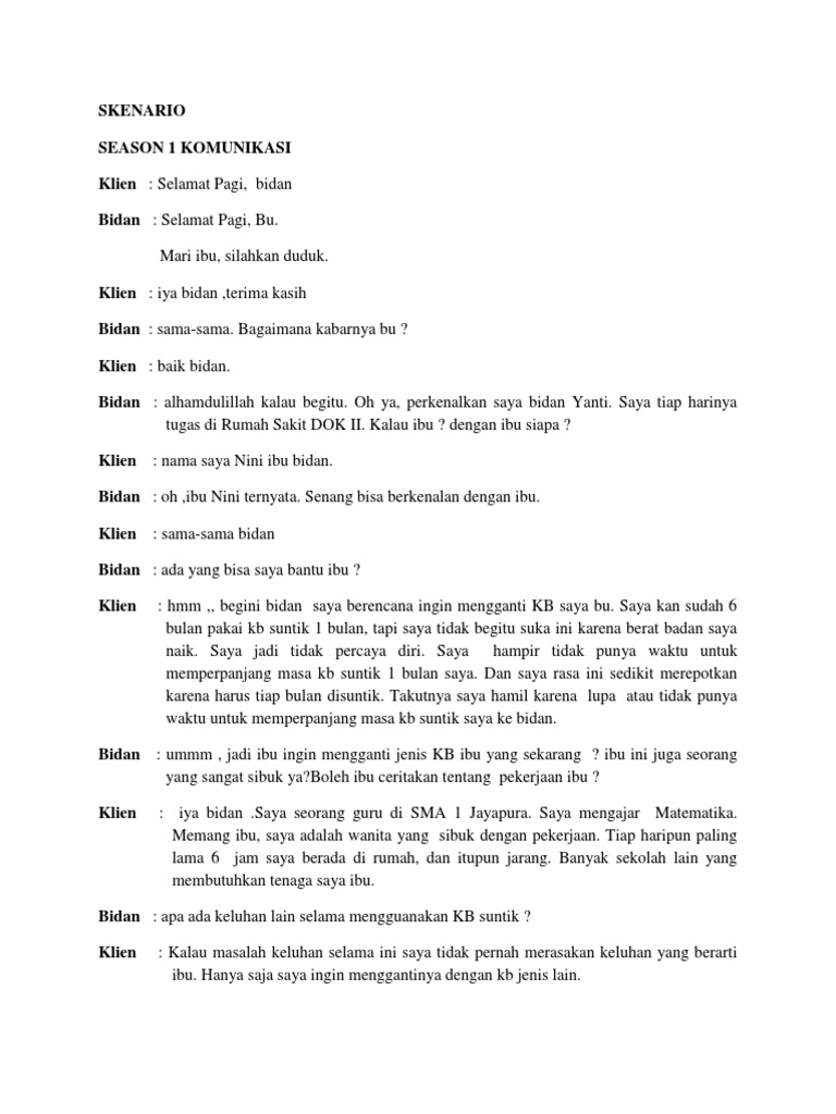 Skenario Konseling KB | PDF
