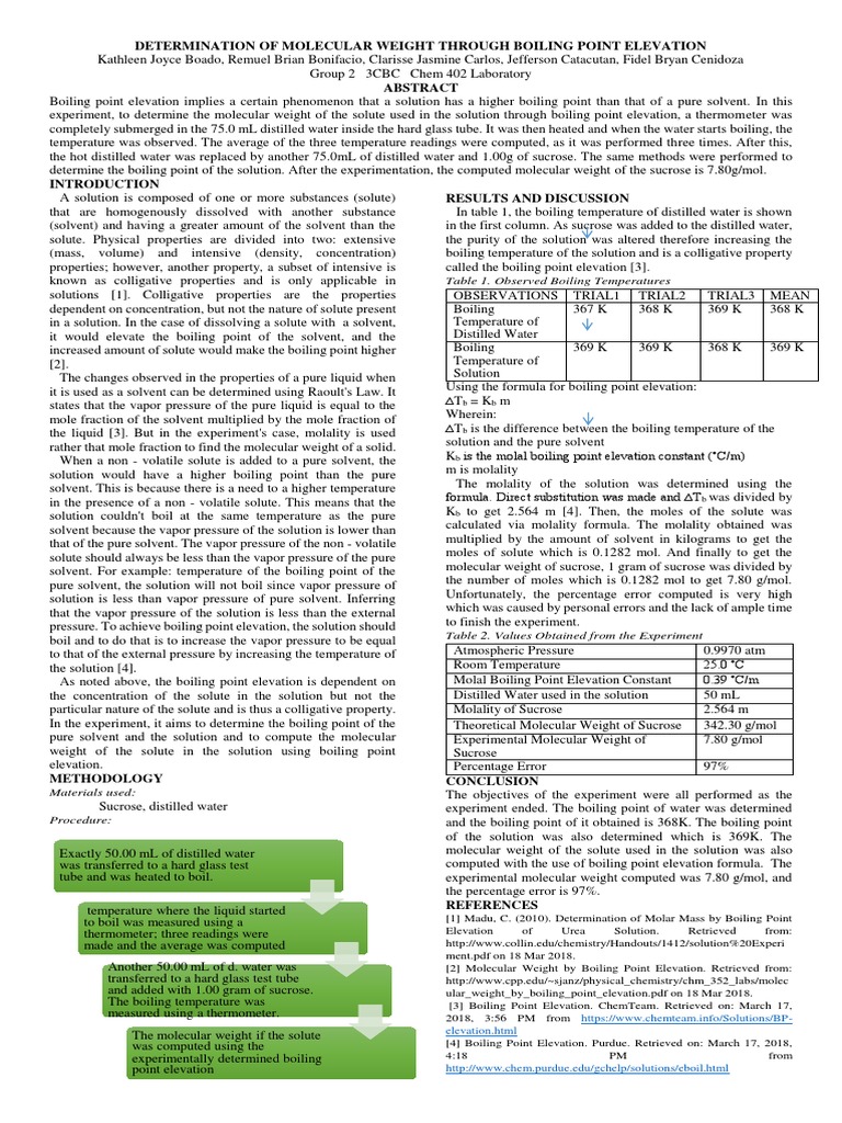 Determining the Molecular Weight of Sucrose Through Measurement of ...