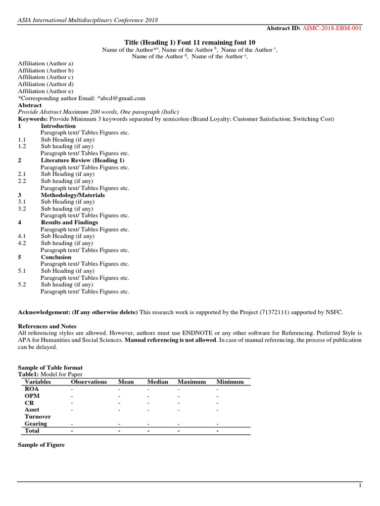 AIMC 2018 Full Paper Template | PDF | Statistical Significance | Brand