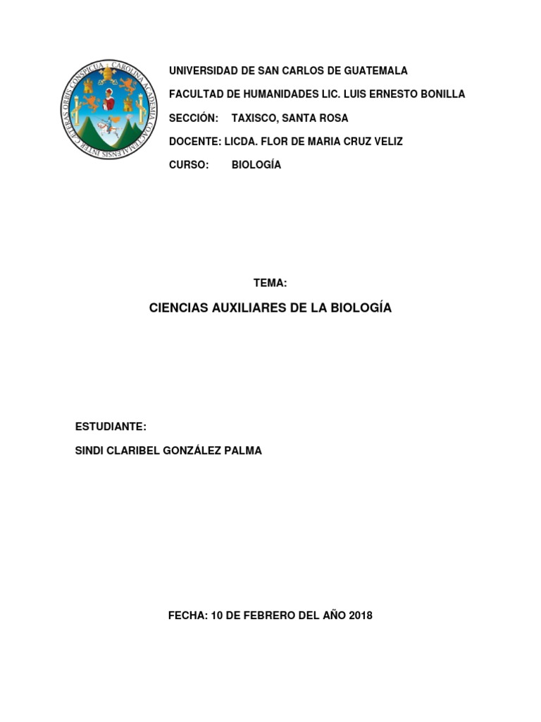 Ciencias Auxiliares de La Biología, Usac | PDF | Biología | Science
