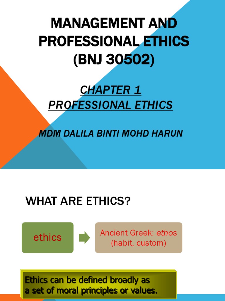 Chapter 1 - Professional Ethics | PDF | Profession | Professional Ethics