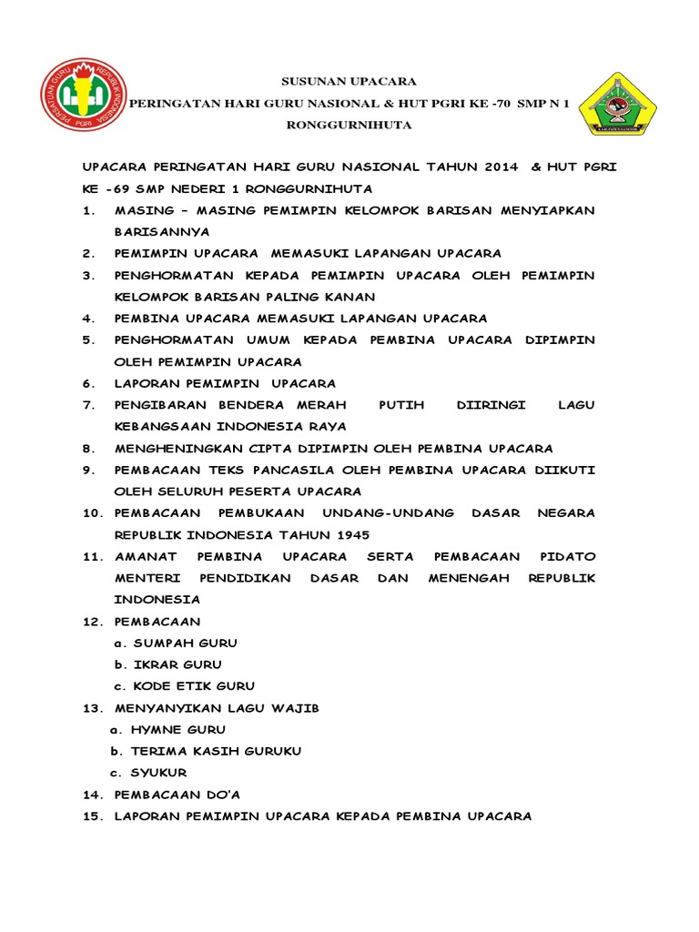 Susunan Upacara Hari Guru | PDF
