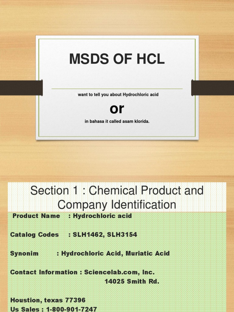 MSDS of HCL | PDF | Hydrochloric Acid | Oxygen