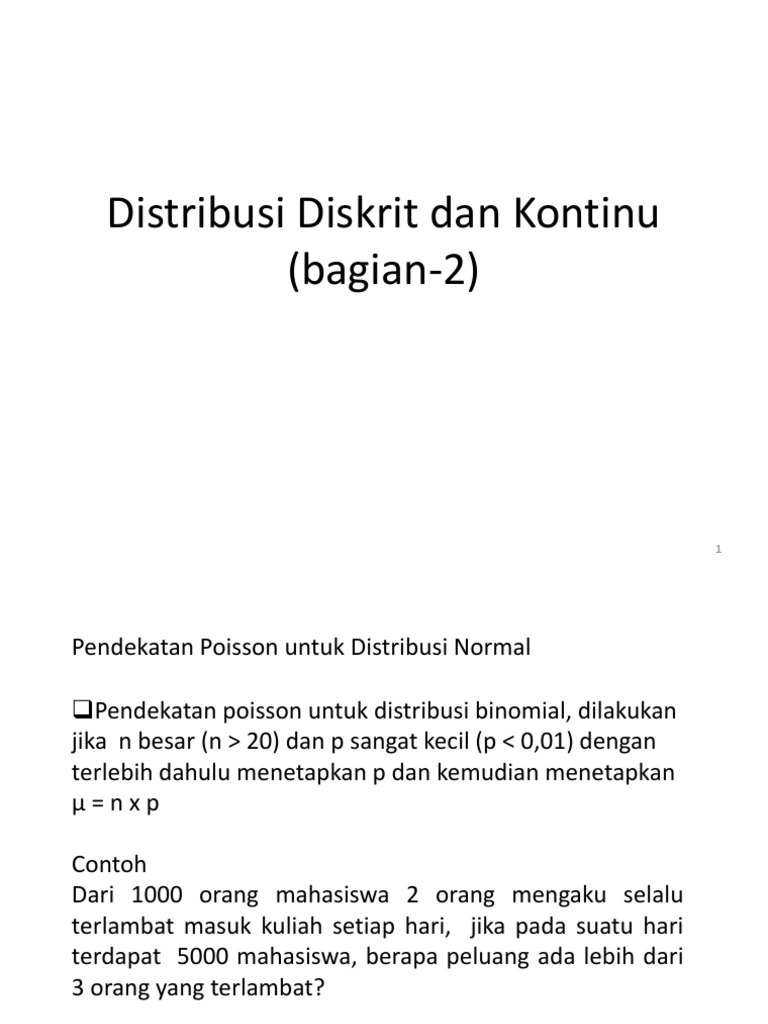 Distribusi Diskrit Dan Kontinu (Bagian 2) | PDF