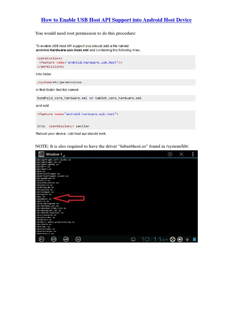 How To Enable USB Host API Support | PDF