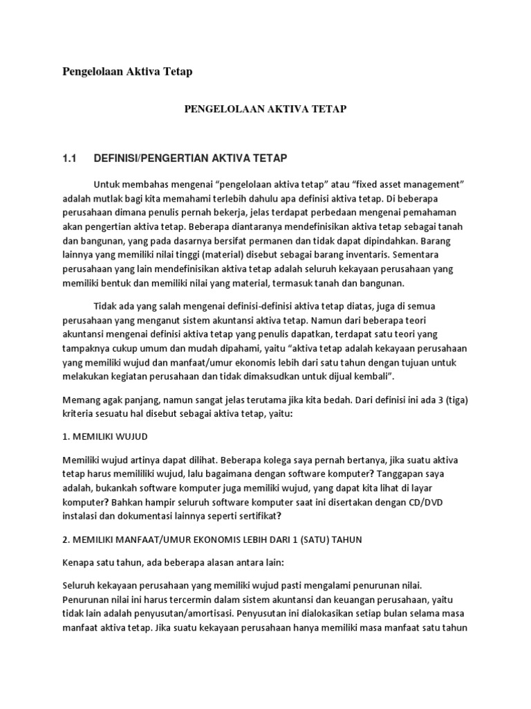 Pengelolaan Aktiva Tetap | PDF