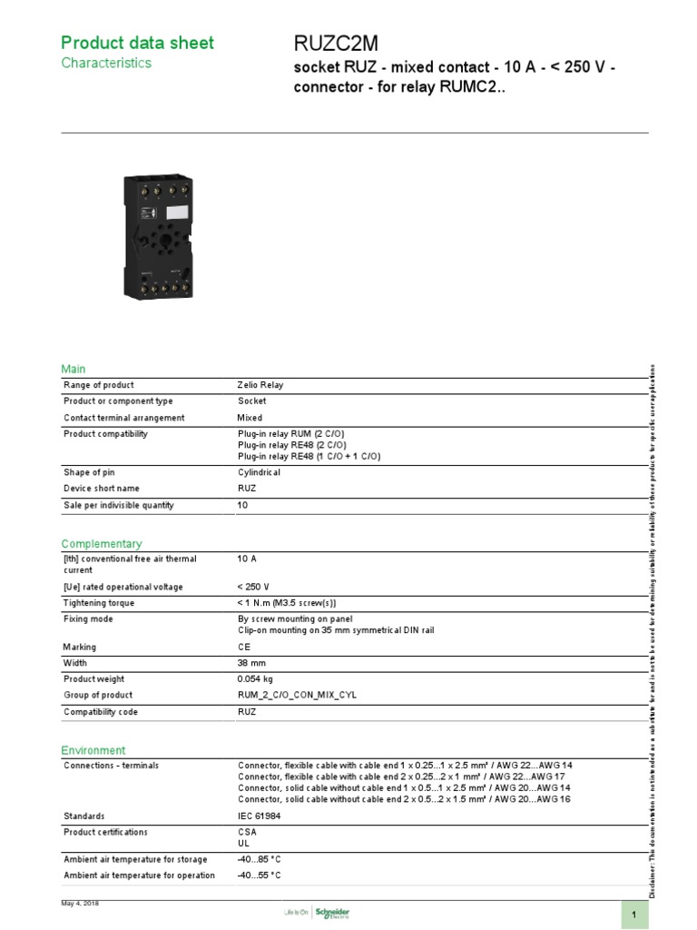 Zelio Timer Relays - RUZC2M | PDF | Electrical Connector | Relay